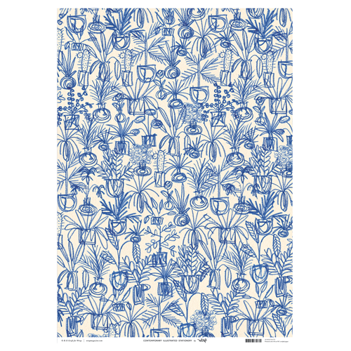 Wrap | Plants Wrapping Paper in Blue | King's Cross